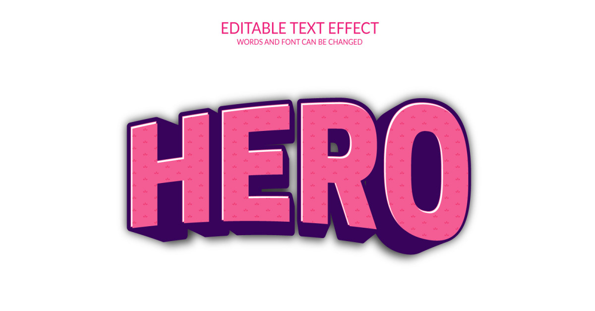 Hero editable vector 3d text effect design template