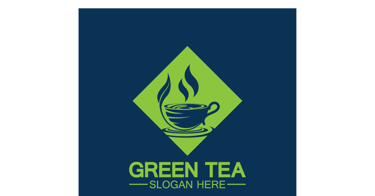 Logotipo de plantilla de salud de té verde v44