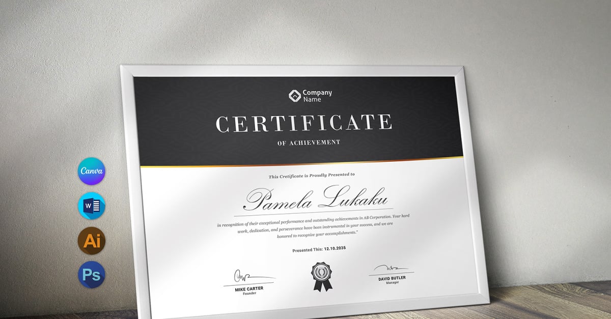 Landscape Certificate Format Classic Pink N Golden Border Certificates