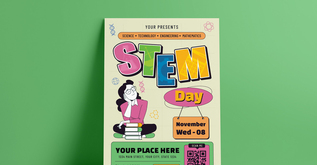 National STEM Day Flyer Template #365805 - TemplateMonster