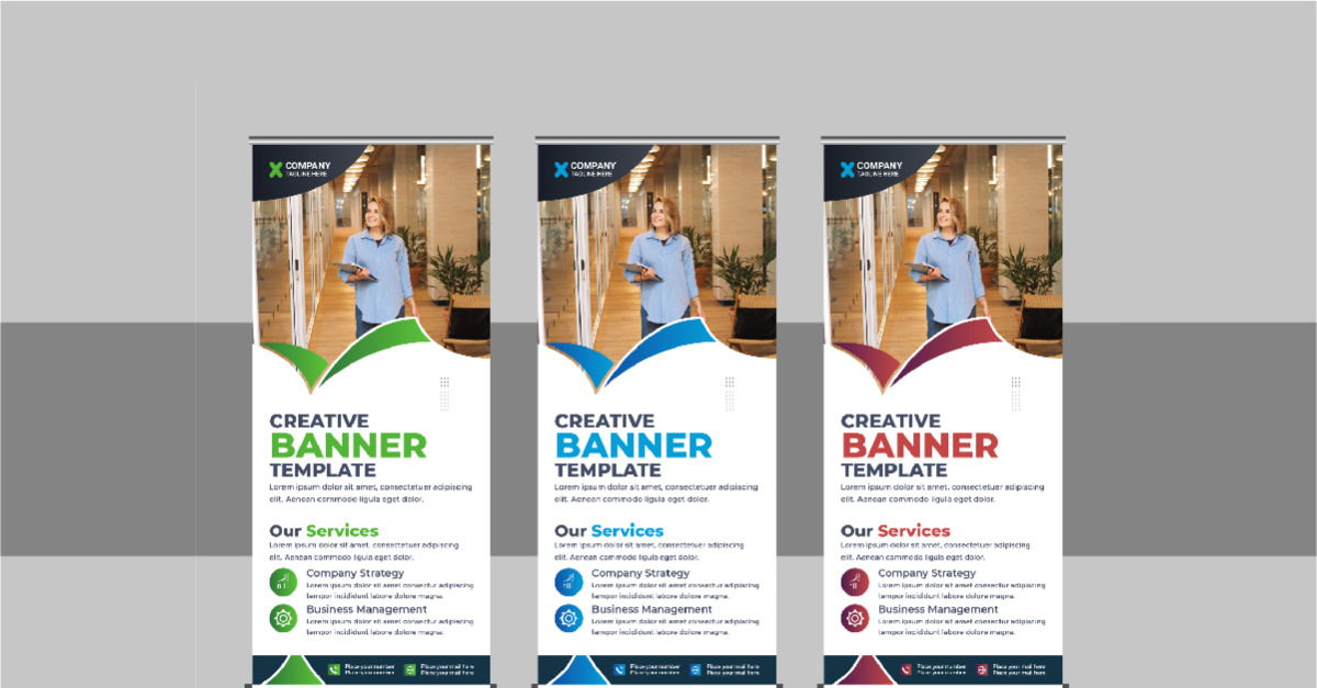 Company advertisement roll up banner, Roll Up Banner design template layout