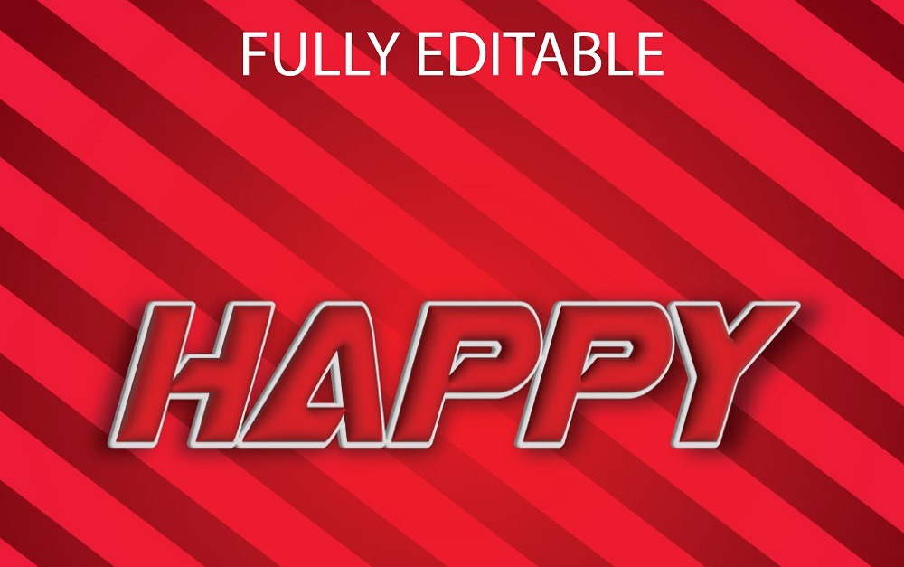 FREE 3d happy text effect design, vector text effect design