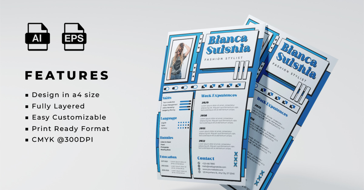 Resume and CV Template Flyer Design 2 - TemplateMonster