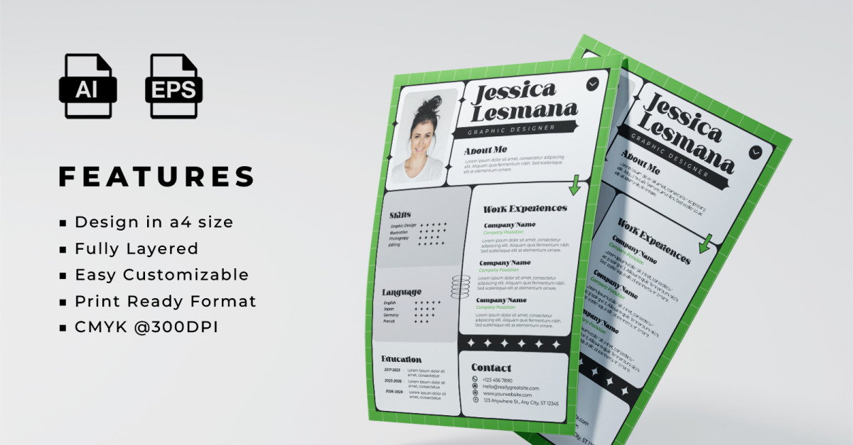 Resume and CV Template Flyer Design 4 - TemplateMonster
