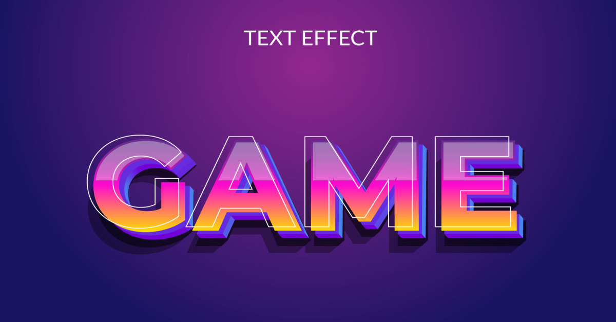 Game fully editable 3d text effect design illustration