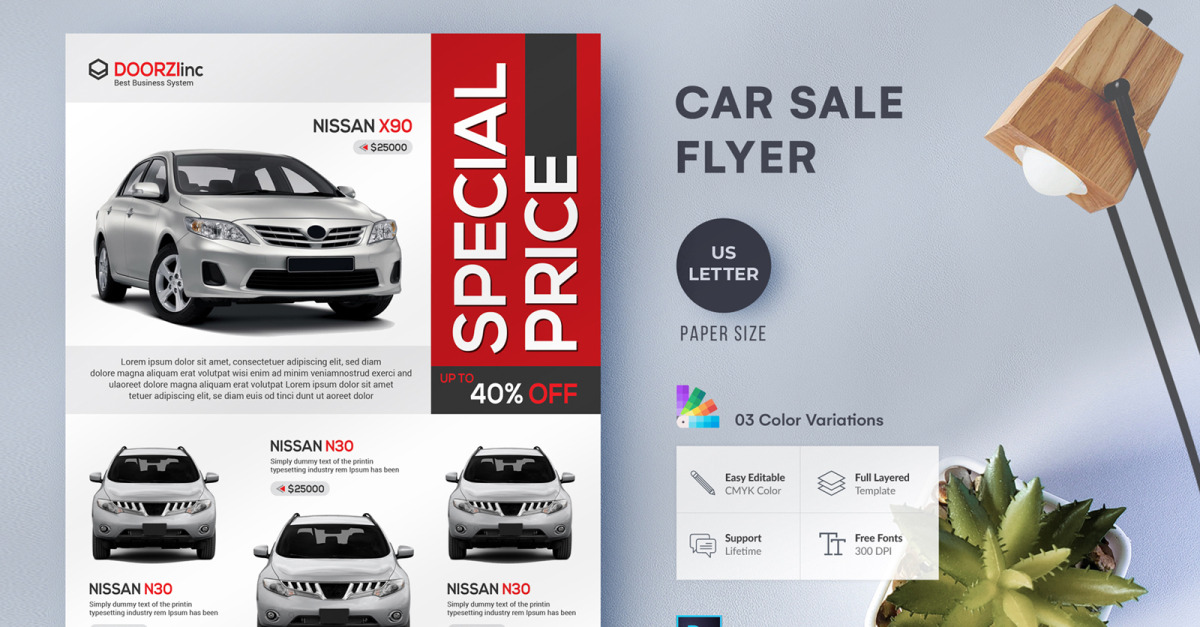 Plantilla de volante promocional de venta de automóviles