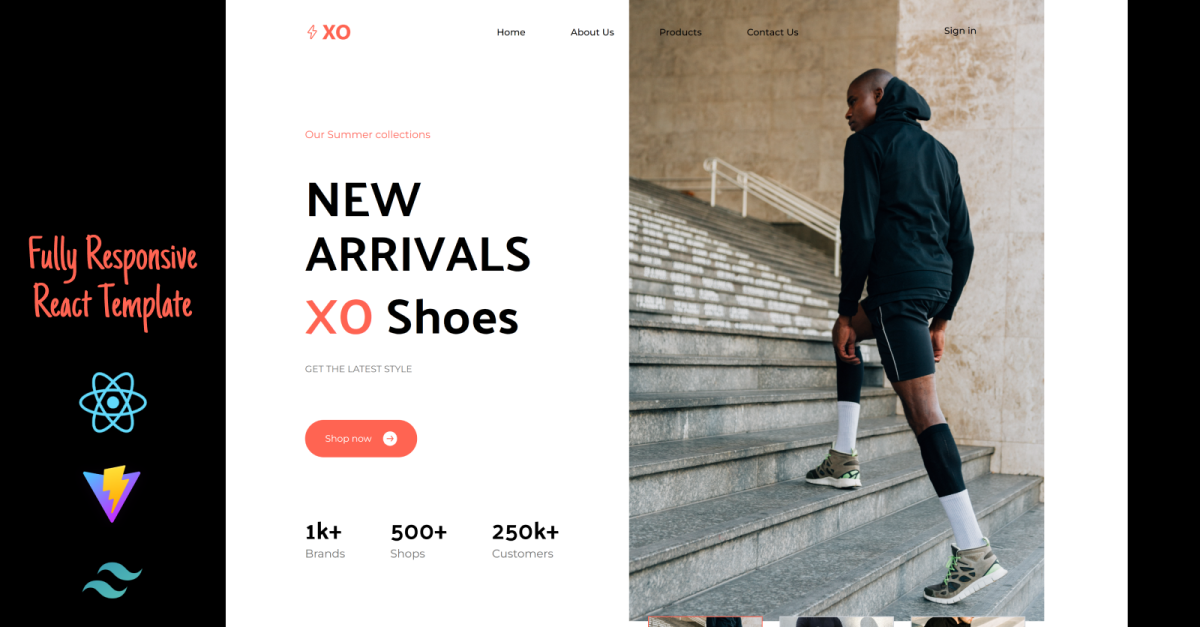 XO - Responsive React Footwear Fashion Landing Page