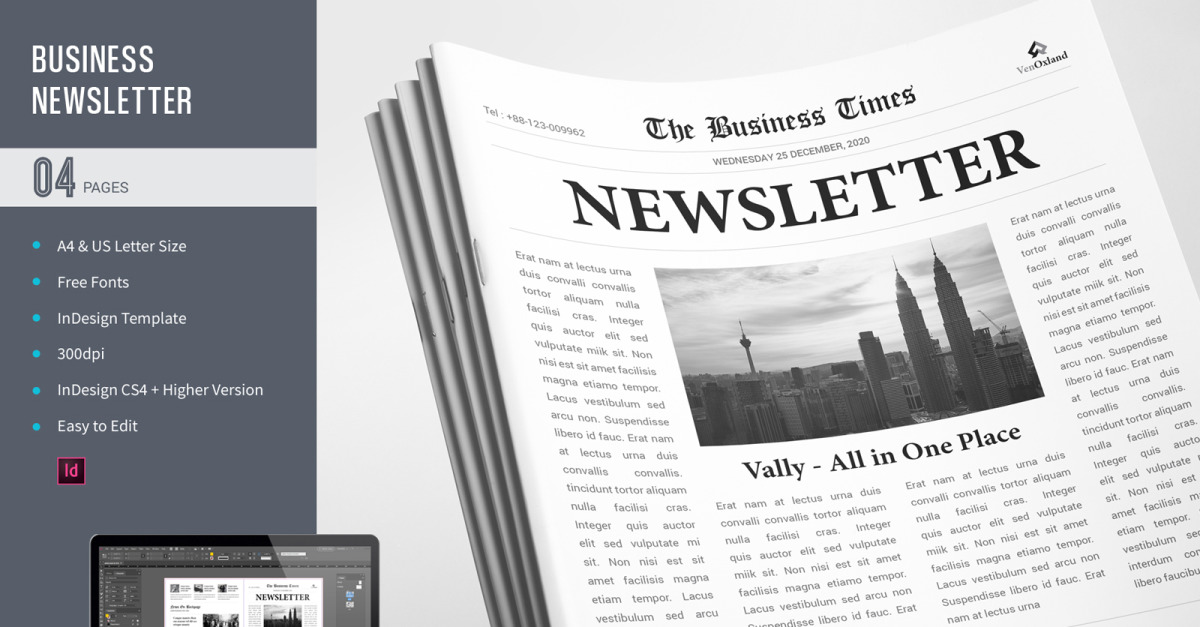 Black and White Business Newsletter Template