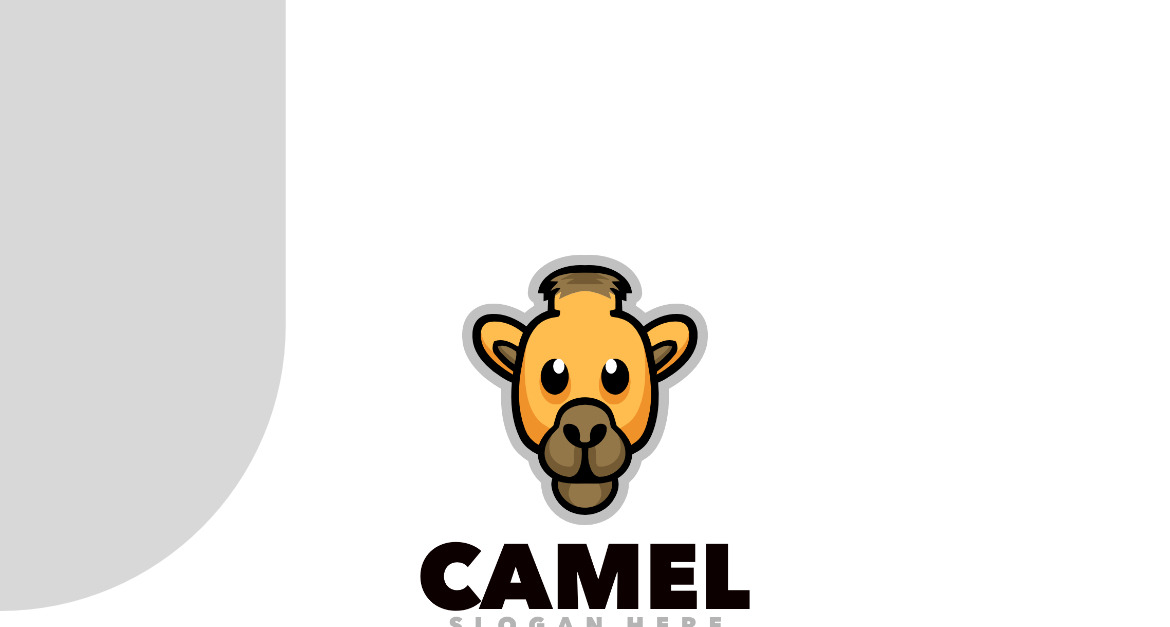 Design del logo della mascotte simpatico cartone animato del cammello