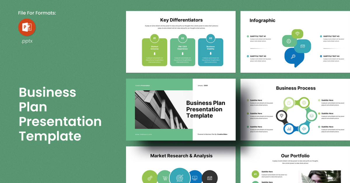 İş Planı Basit PowerPoint #366764 - TemplateMonster