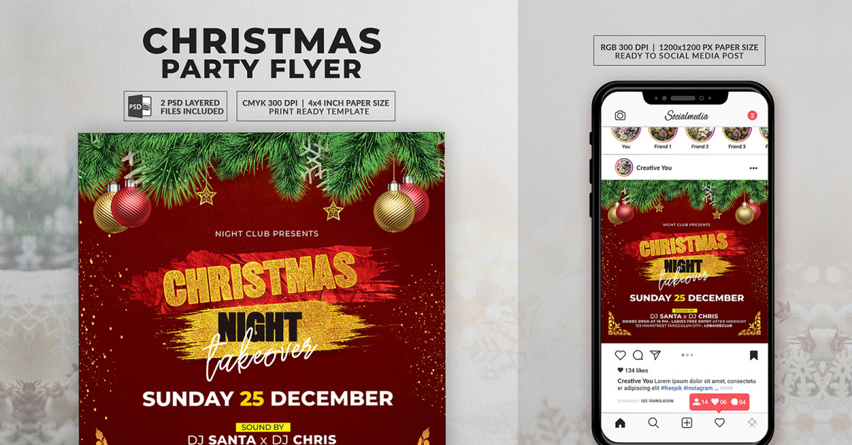 Red Christmas Party Takeover #366790 - TemplateMonster