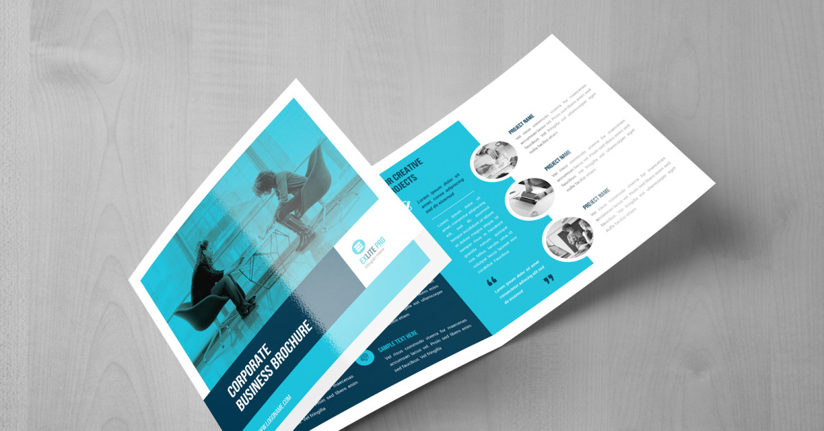 Corporate Business Square Trifold Brochure - TemplateMonster