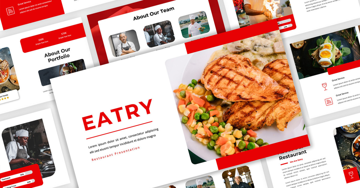 Eatry - Restaurang PowerPoint-mall #367023 - TemplateMonster