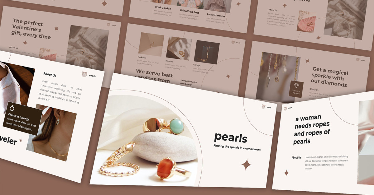Perle - modello PowerPoint di gioielli - TemplateMonster