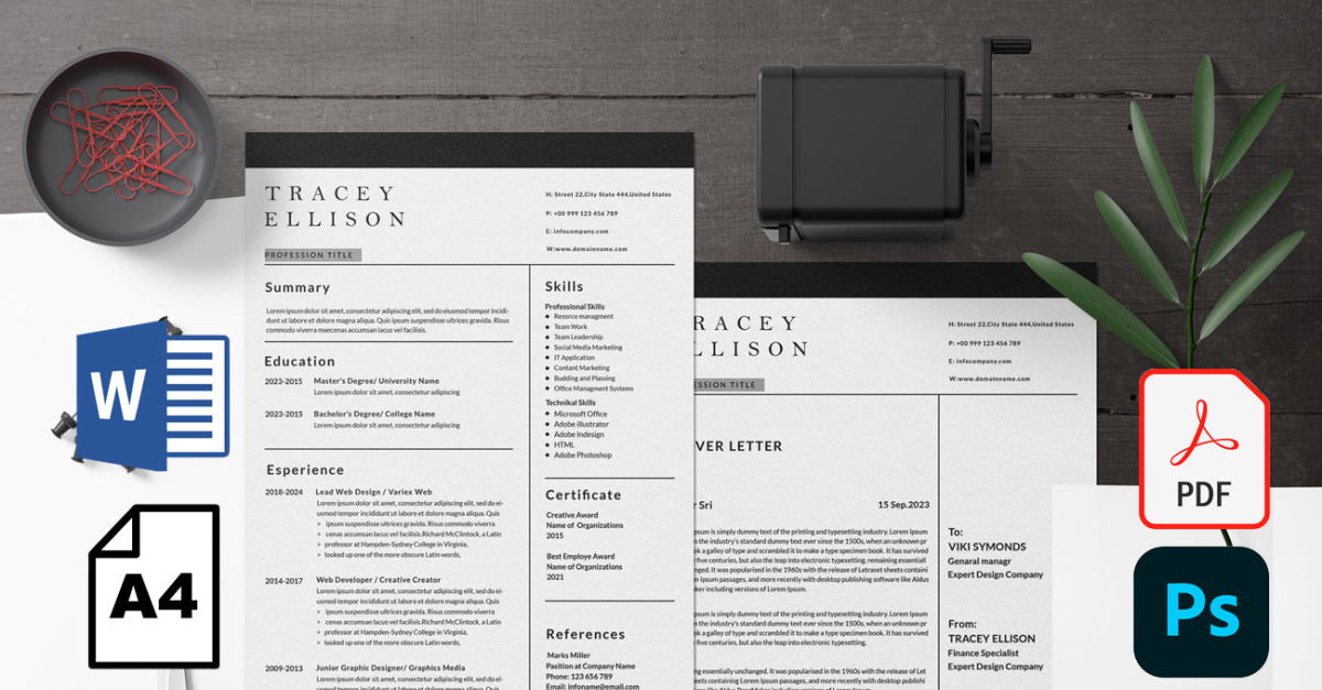 Tracey printable 'Ms word' resume tamplate - TemplateMonster
