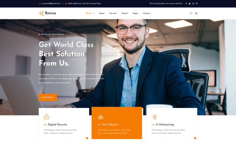 Retina - Technology IT Solutions Figma Free Template