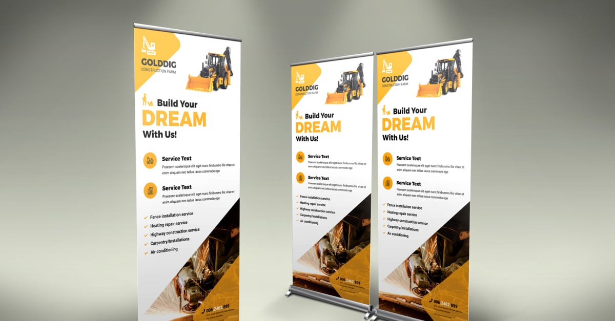 Construction Roll-Up Banner Template - TemplateMonster