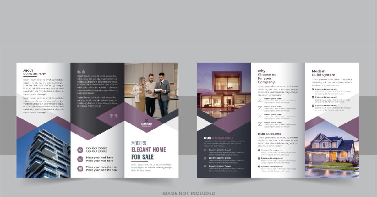 Modern real estate, construction, home selling business trifold ...