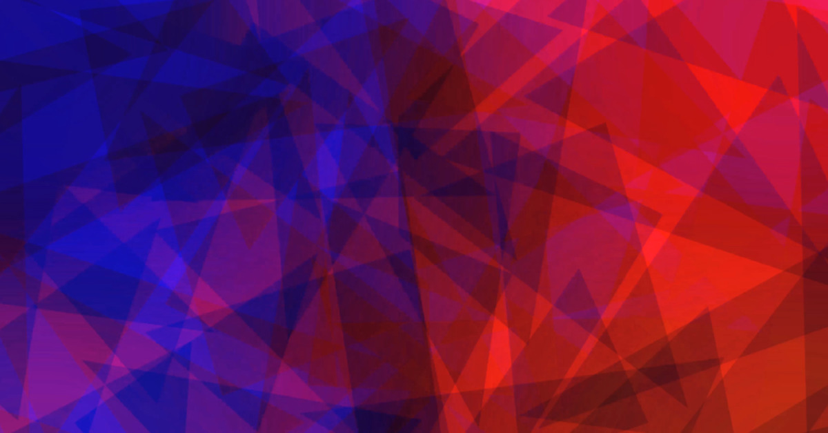 Red and blue color geometric animate video footage background. 4k