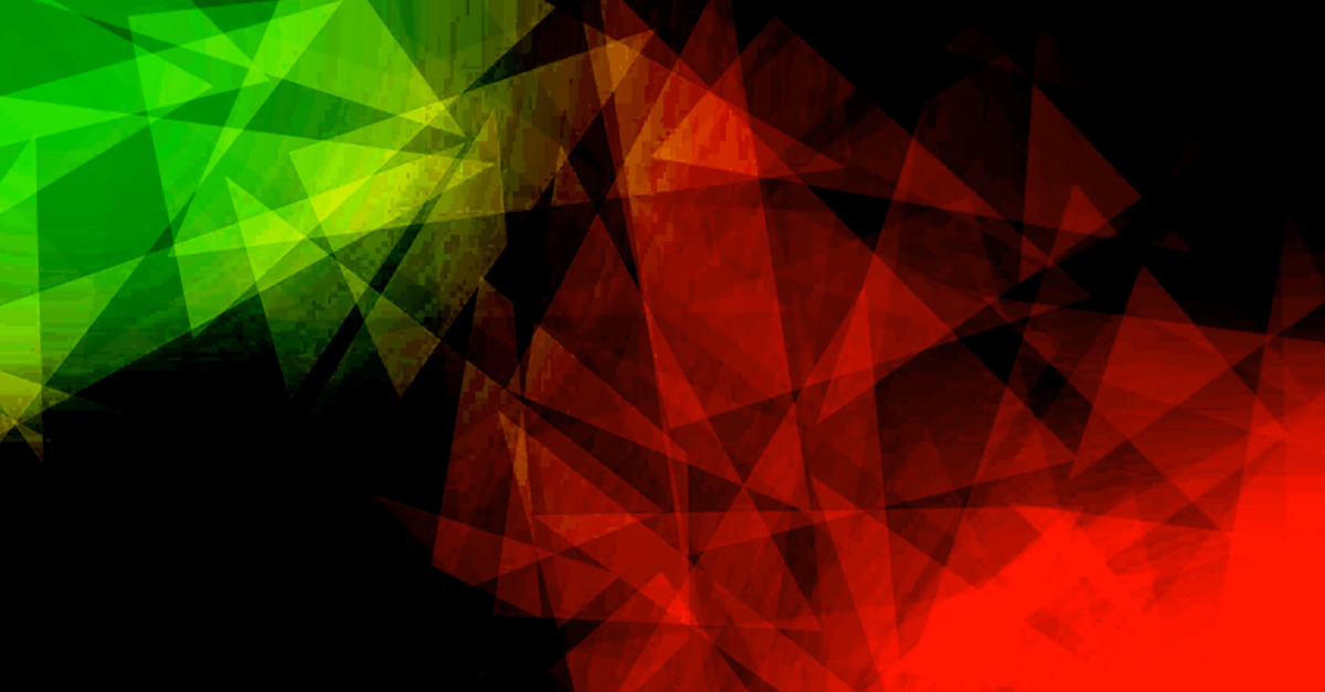 Red and Green color geometric pattern animation video footage banner. 4k
