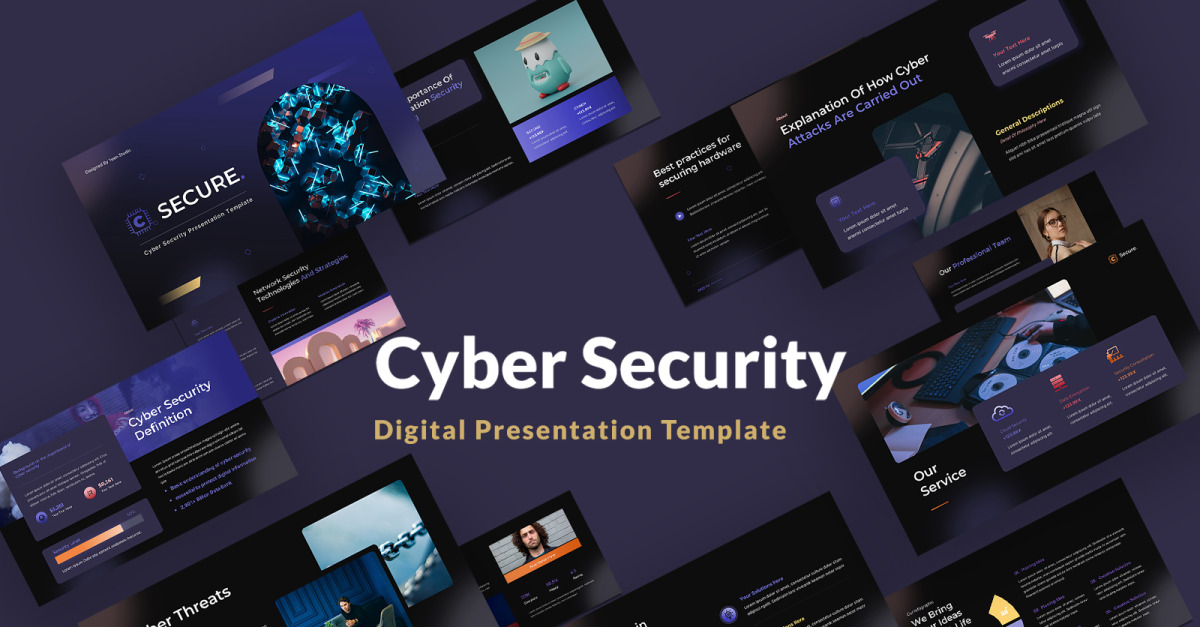 Güvenli Siber Güvenlik Powerpoint Şablonu - TemplateMonster