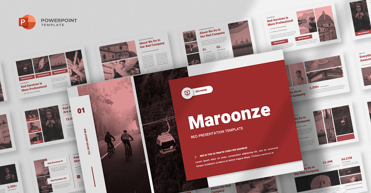 Maroonze - Modèle Powerpoint rouge #368990 - TemplateMonster