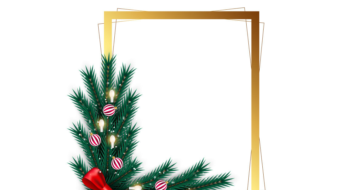 Merry christmas photo frame and christmas frame with pine branch ...