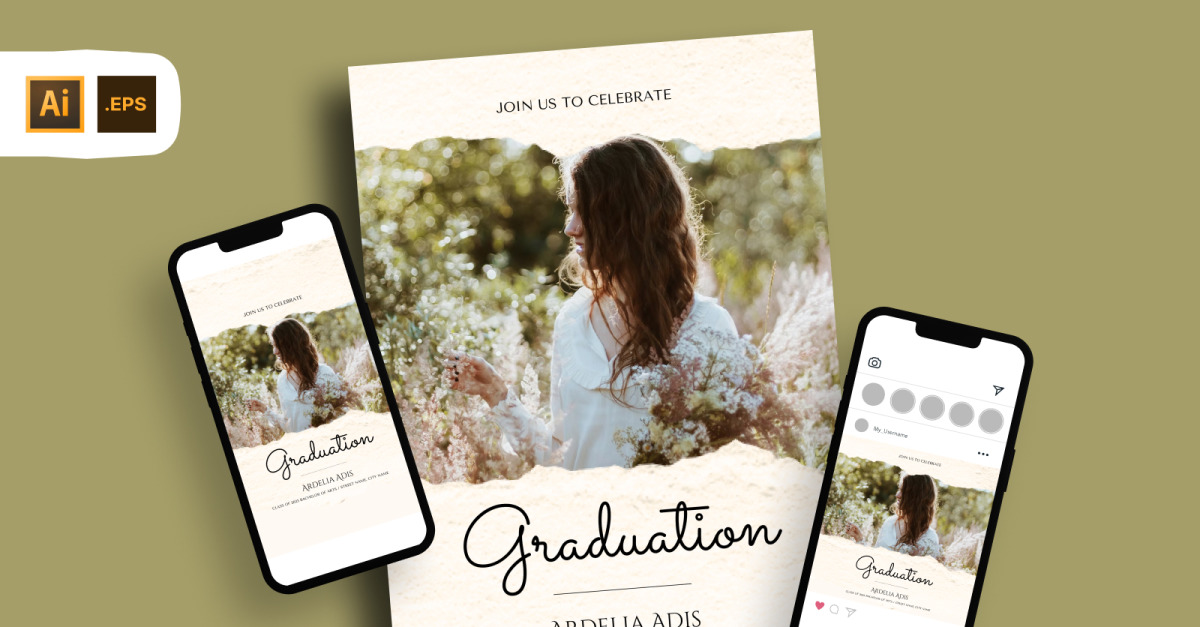 Aesthetic Graduation Party Invitation Flyer Template