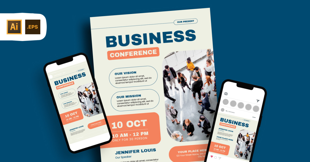 Business Conference Present Flyer Template - TemplateMonster
