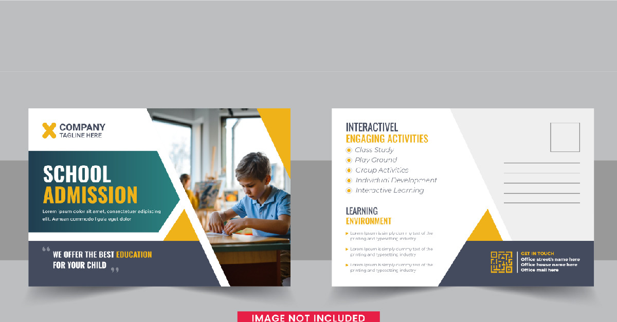 Kids back to school education admission postcard, School admission eddm ...