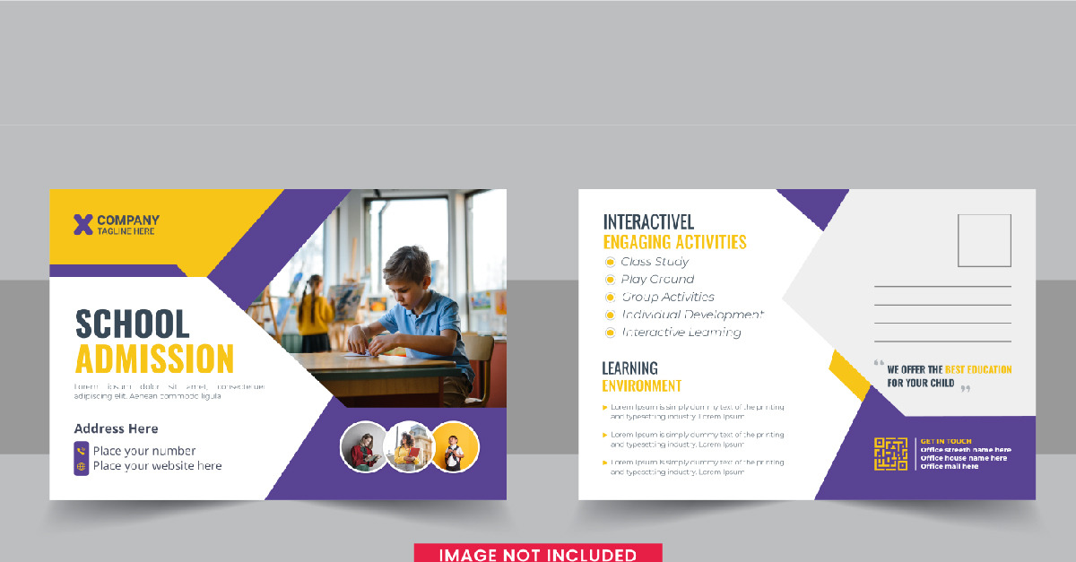 Kids back to school education admission postcard, School admission eddm ...