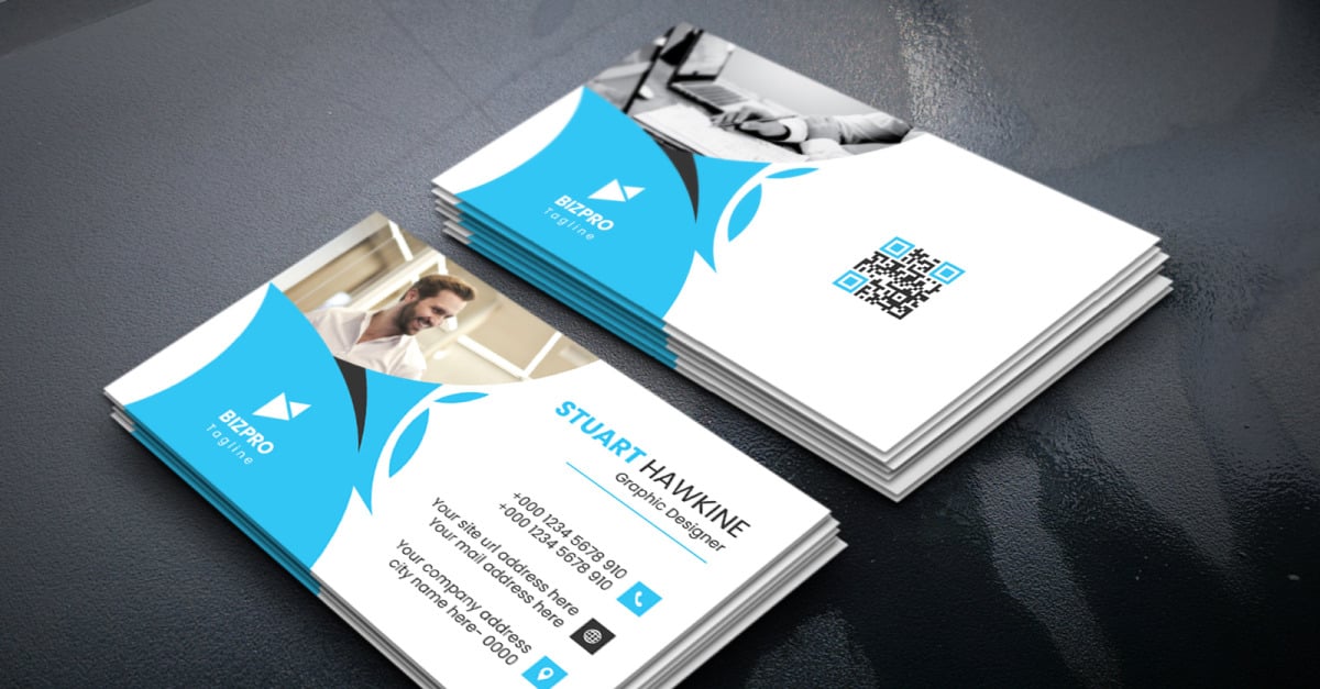 Corporate double-sided business card layout design.