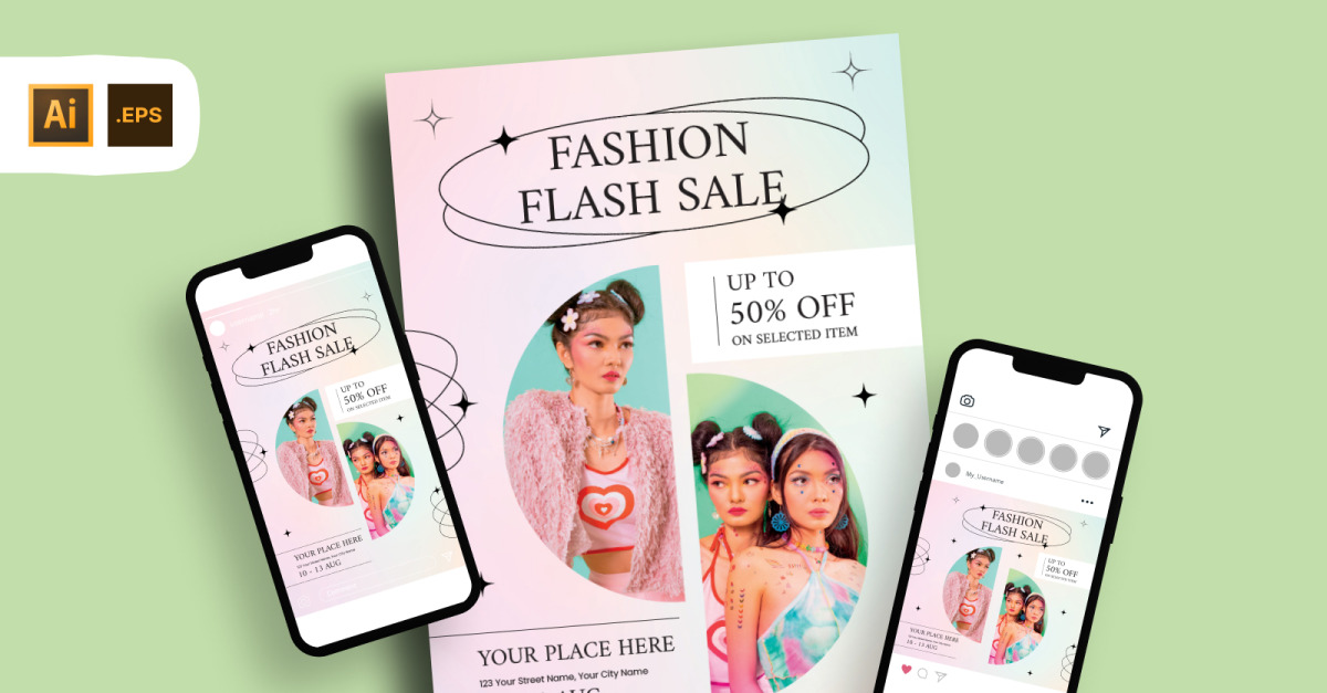 Light Gradient Fashion Slash Sale Flyer Template