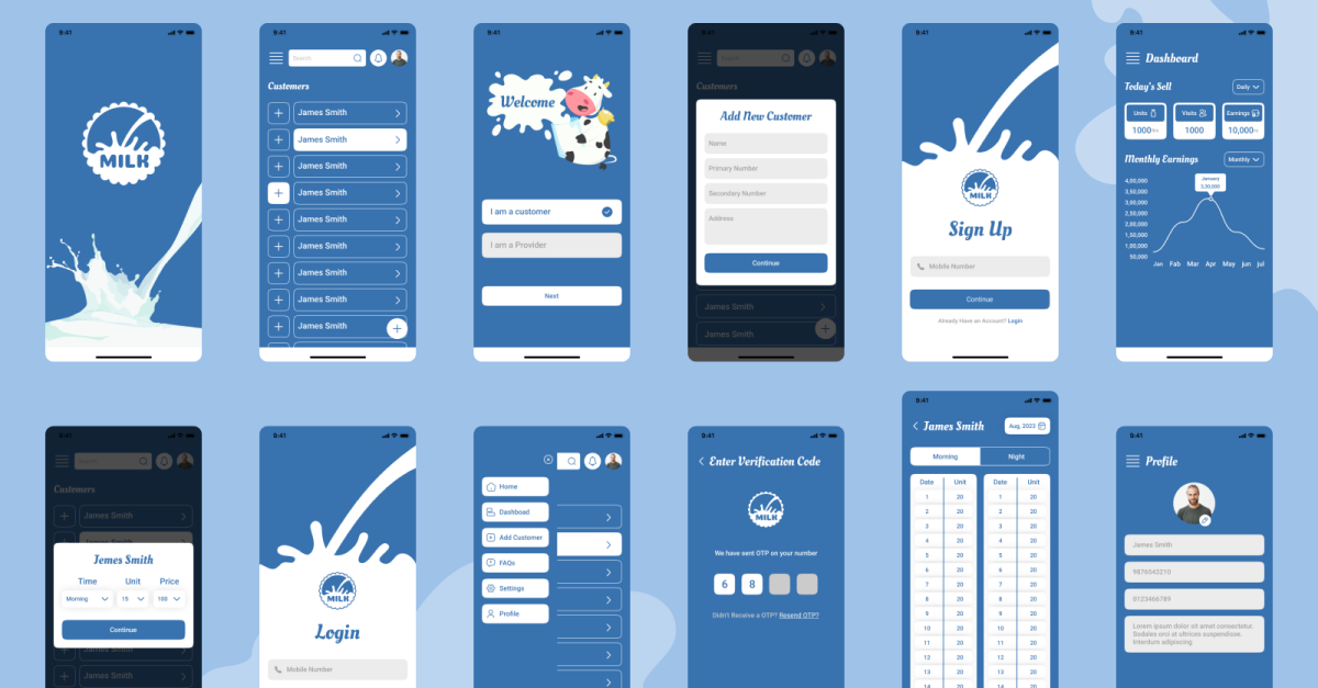 Milk App UI Template - Milk Services - TemplateMonster