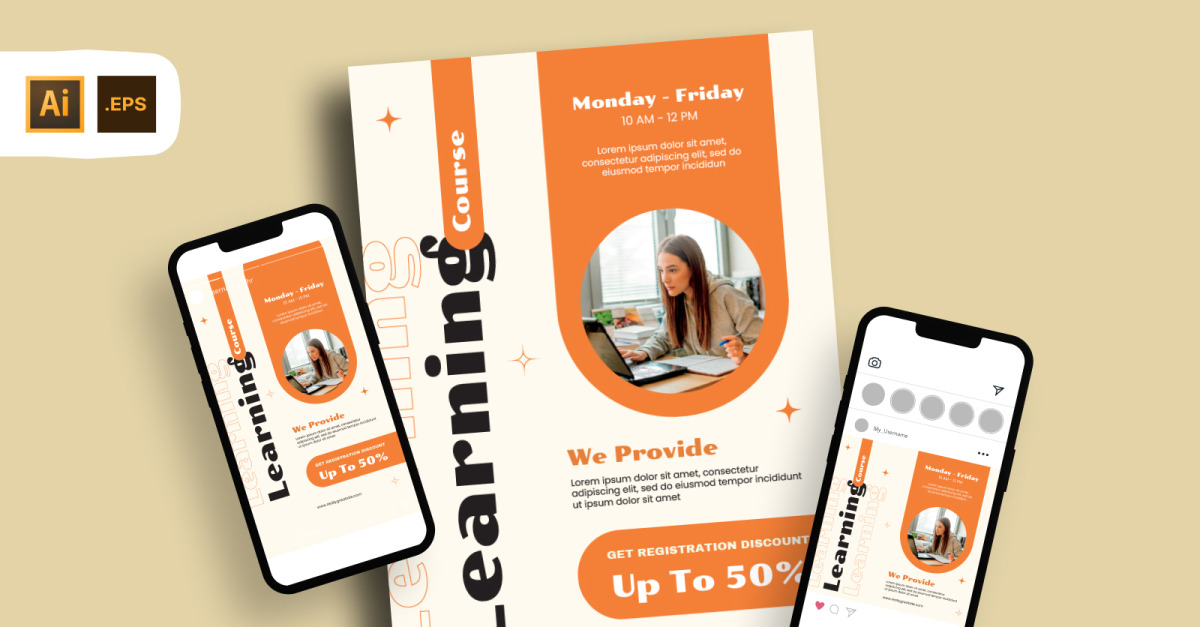 Monday Friday Learning Course Flyer Template
