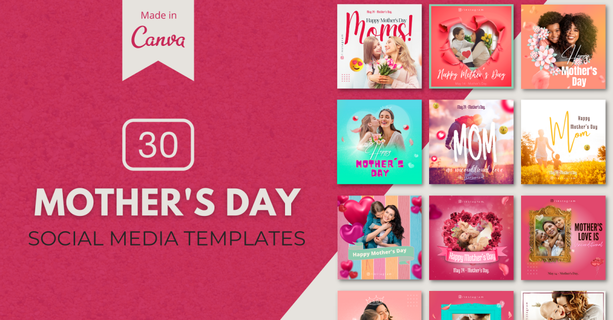 30 Premium Mother's Day Canva Templates For Social Media