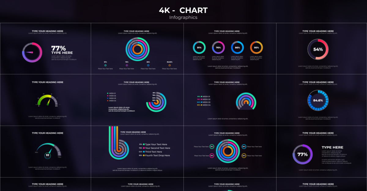 4K Gradient Round Chart Infographic | After Effects
