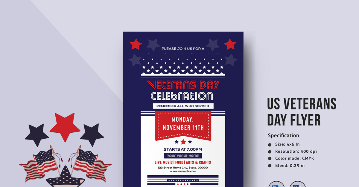 Modelo de Folheto do Dia dos Veteranos dos EUA