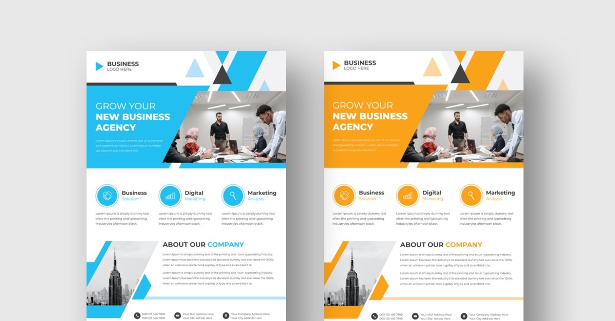 Professional a4 business flyer template design for printing.