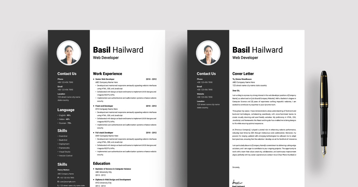 Resume/CV Template Layout #370292 - TemplateMonster