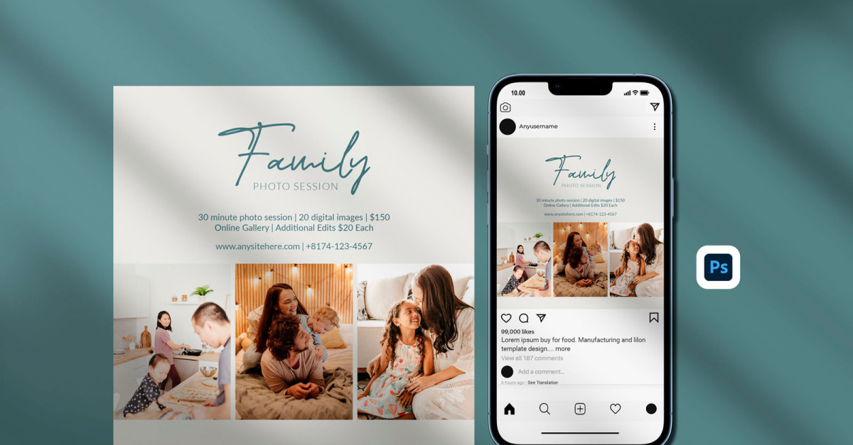 Elegant Family Photo Instagram Post Template