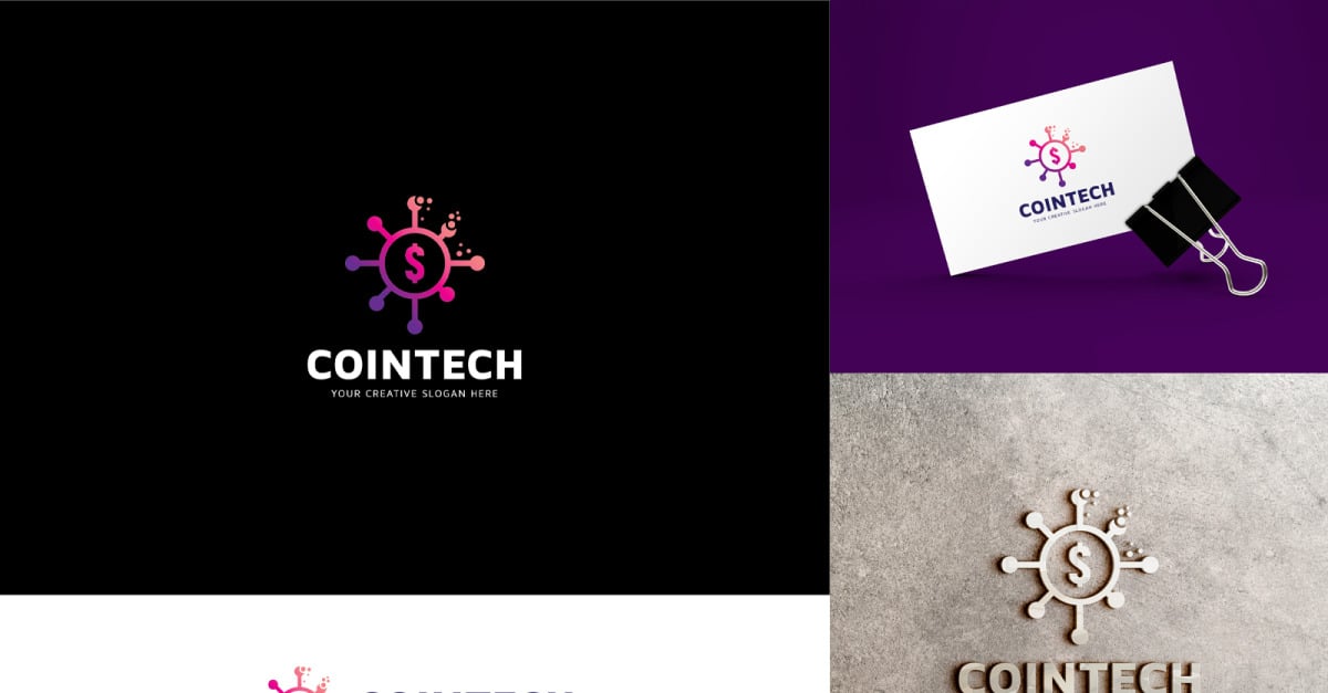 Coin Tech Logo Design Template #370855 - TemplateMonster