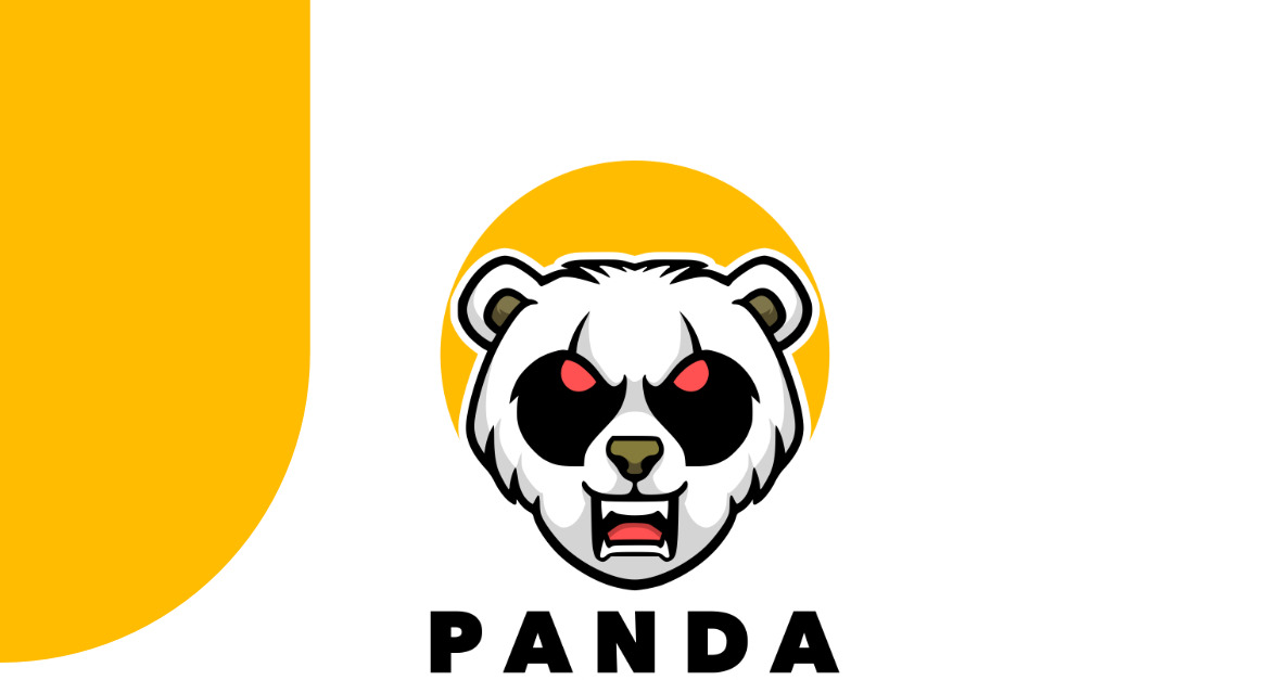 Panda kafası kızgın maskot logosu karikatür logo tasarım şablonu