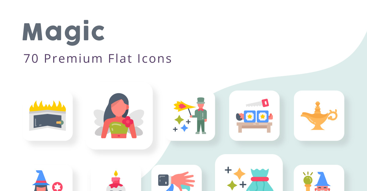 Magic 70 iconos planos premium #371062 - TemplateMonster