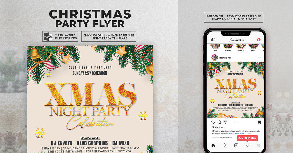 Christmas PSD Flyer Template Design #371120 - TemplateMonster