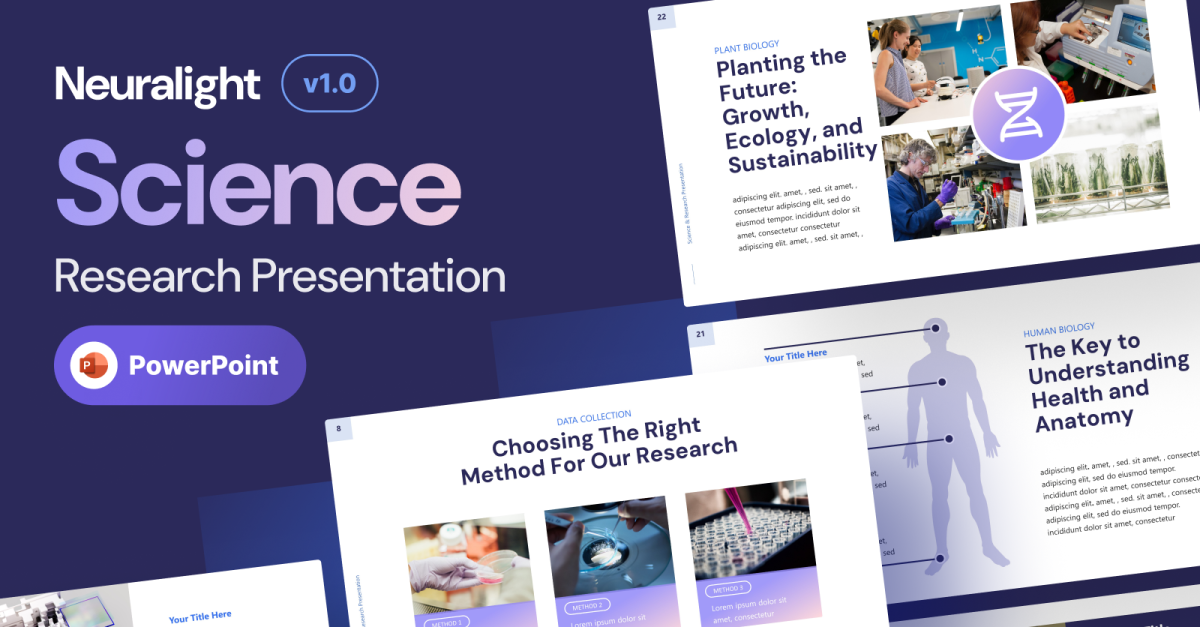 Neuralight - Modello di presentazione PowerPoint di scienza e ricerca
