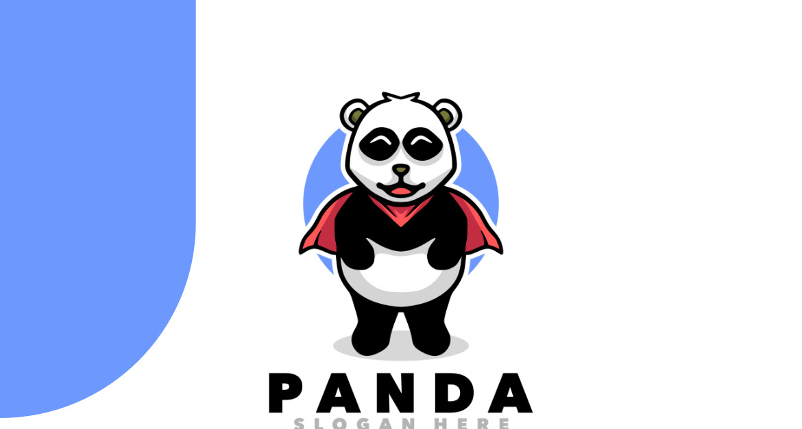 Panda superhero mascot cartoon logo design - TemplateMonster