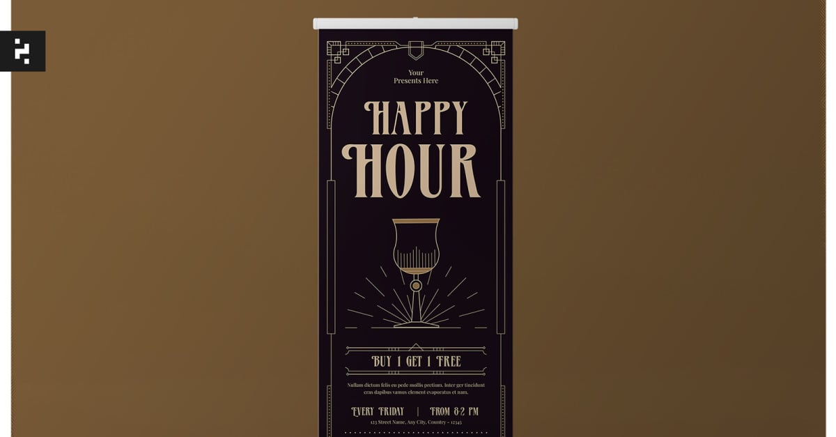 Classic Elegant Happy Hour Banner #371527 - TemplateMonster