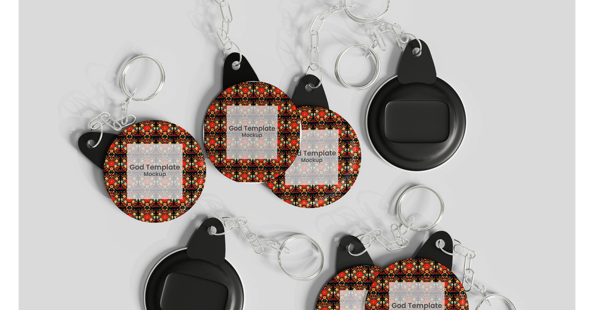 Keychain 4 Pack Mockup - Keychain 4 Pack Mockup