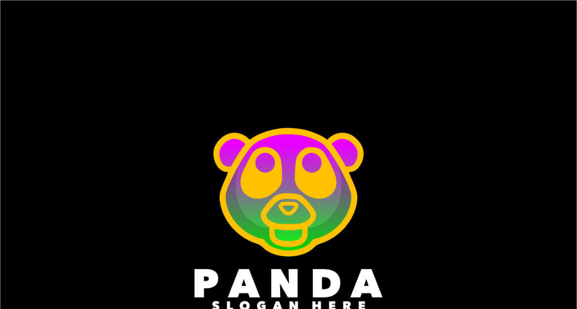Panda line gradient colorful mascot logo design template design